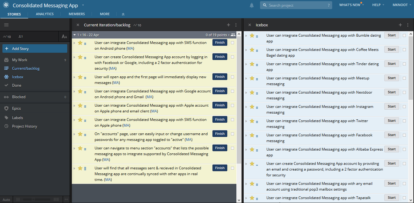 Pivotal Tracker - MATTHEW KNOOT